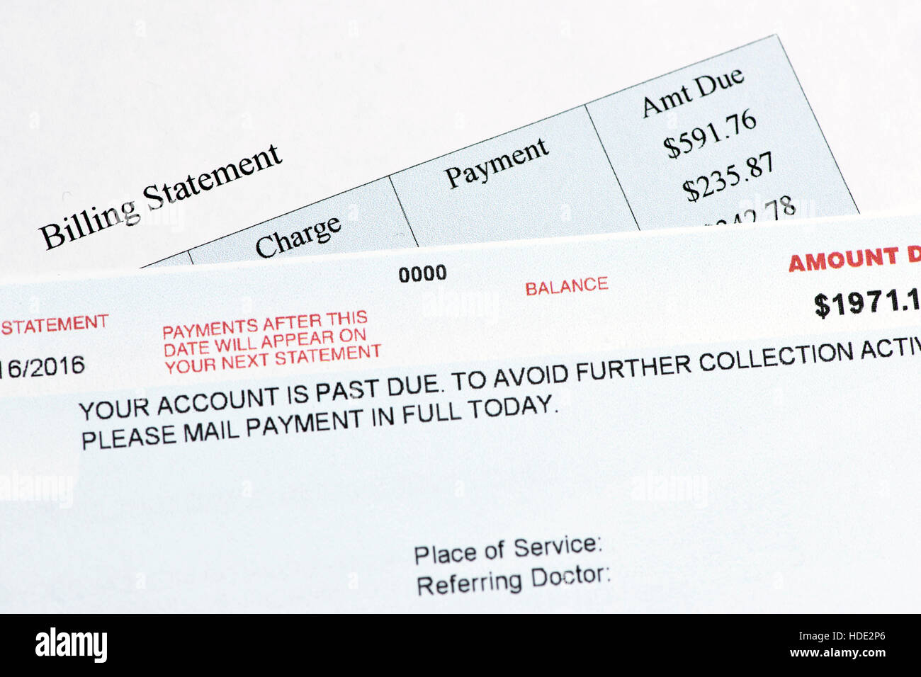 Hypothetical hospital bill that is past due. Document created by ...