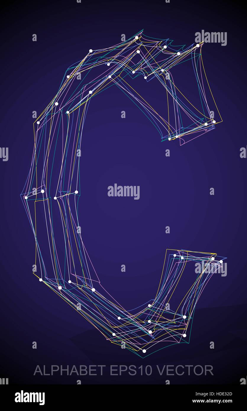 Abstract illustration of a Multicolor sketched C with Transparent ...