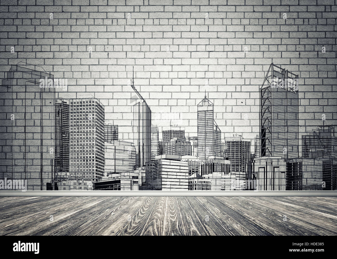 City design on wall Stock Photo - Alamy