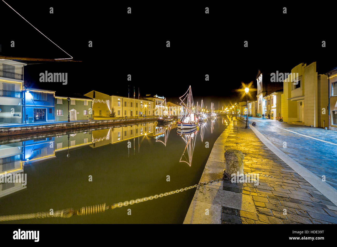night view of marine crib, a Christmas Nativity scene on floating boats ...
