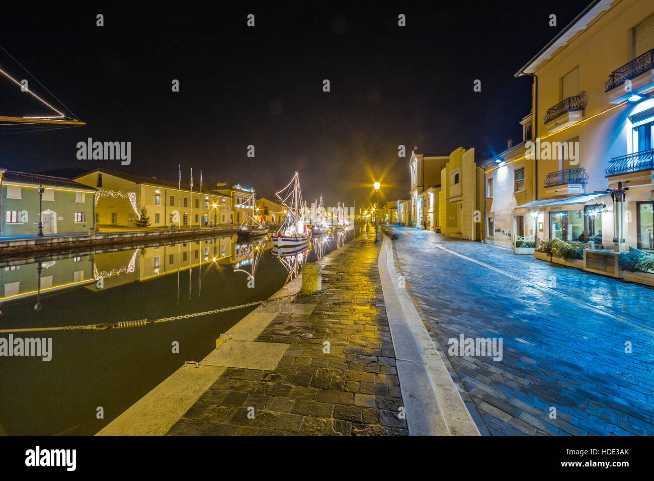 night view of marine crib, a Christmas Nativity scene on floating boats ...