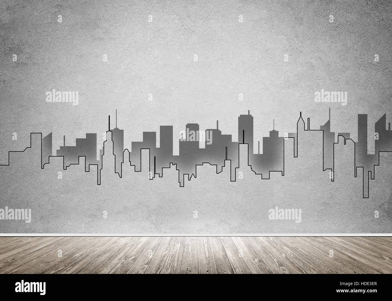 City design on wall Stock Photo - Alamy