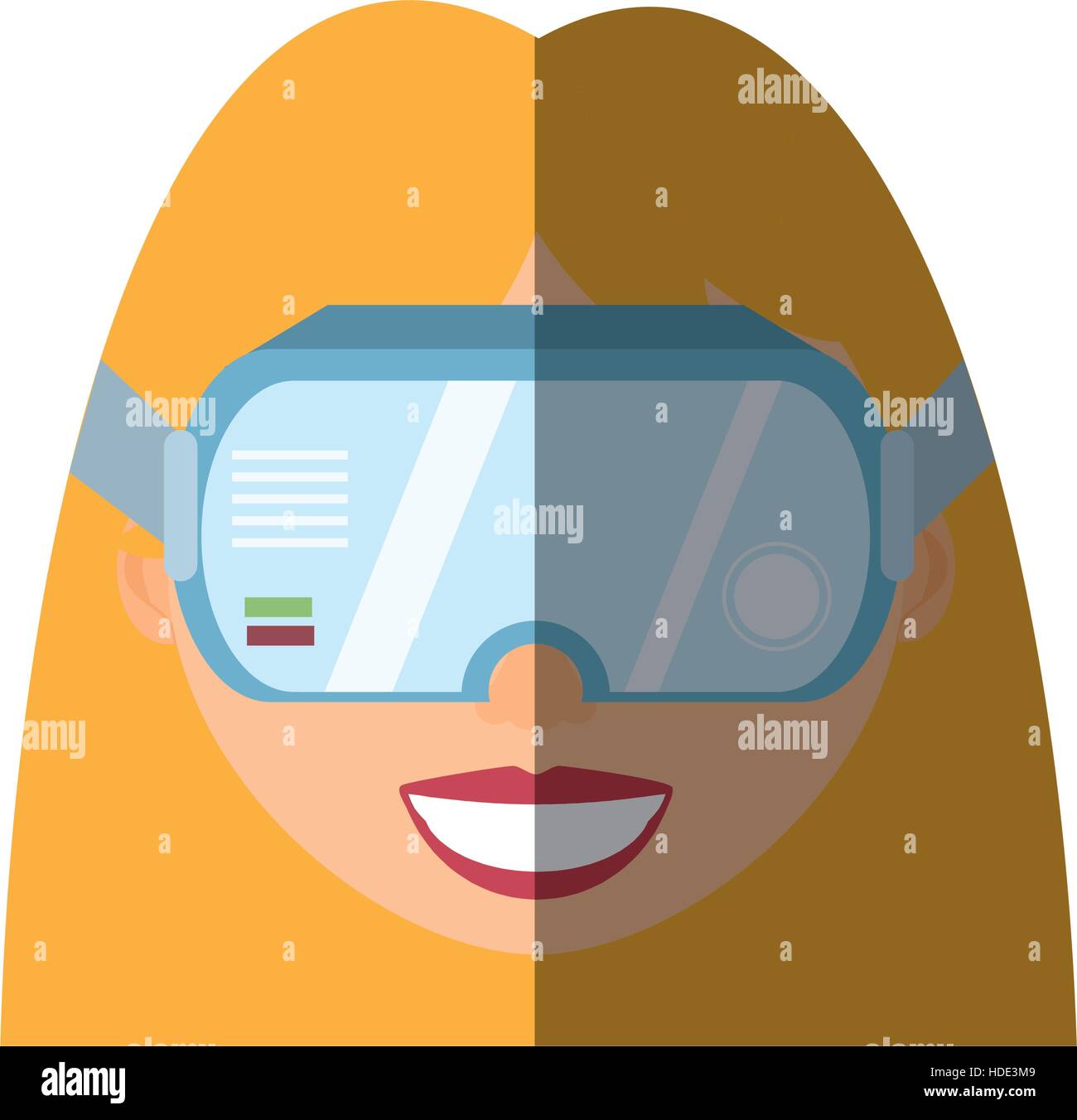 blonde girl virtual reality glasses technology shadow Stock Vector ...