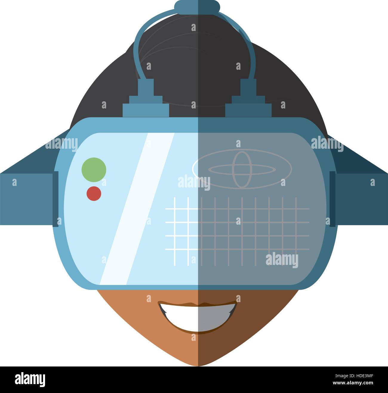 young man virtual reality glasses technology shadow Stock Vector Image ...