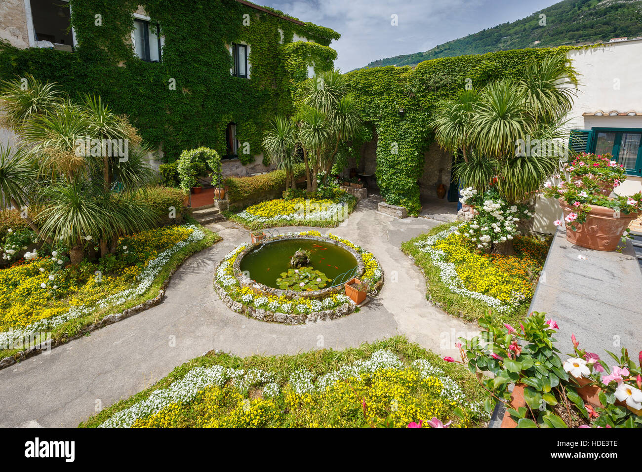 The 1288 historic garden terrace of the Hotel Parsifal in Ravello ...
