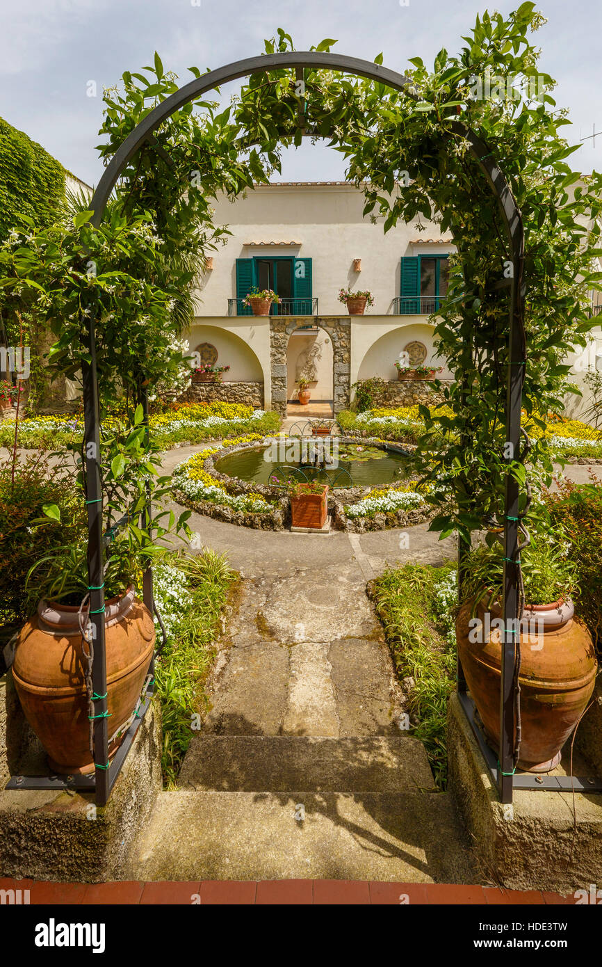 The 1288 historic garden terrace of the Hotel Parsifal in Ravello ...