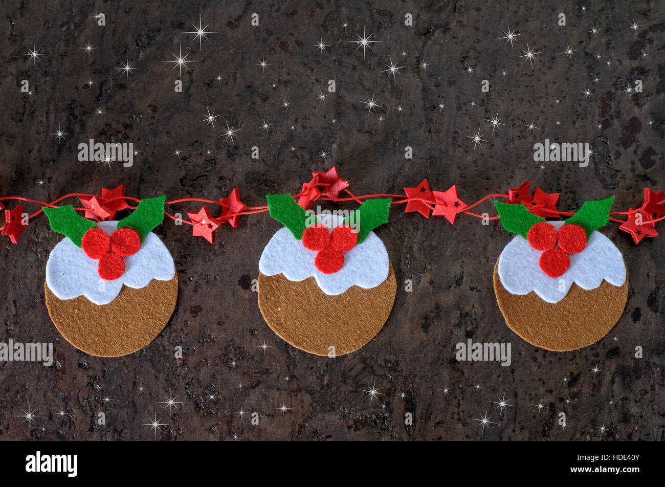 greeting card handmade christmas pudding from felt in on natural wooden ...