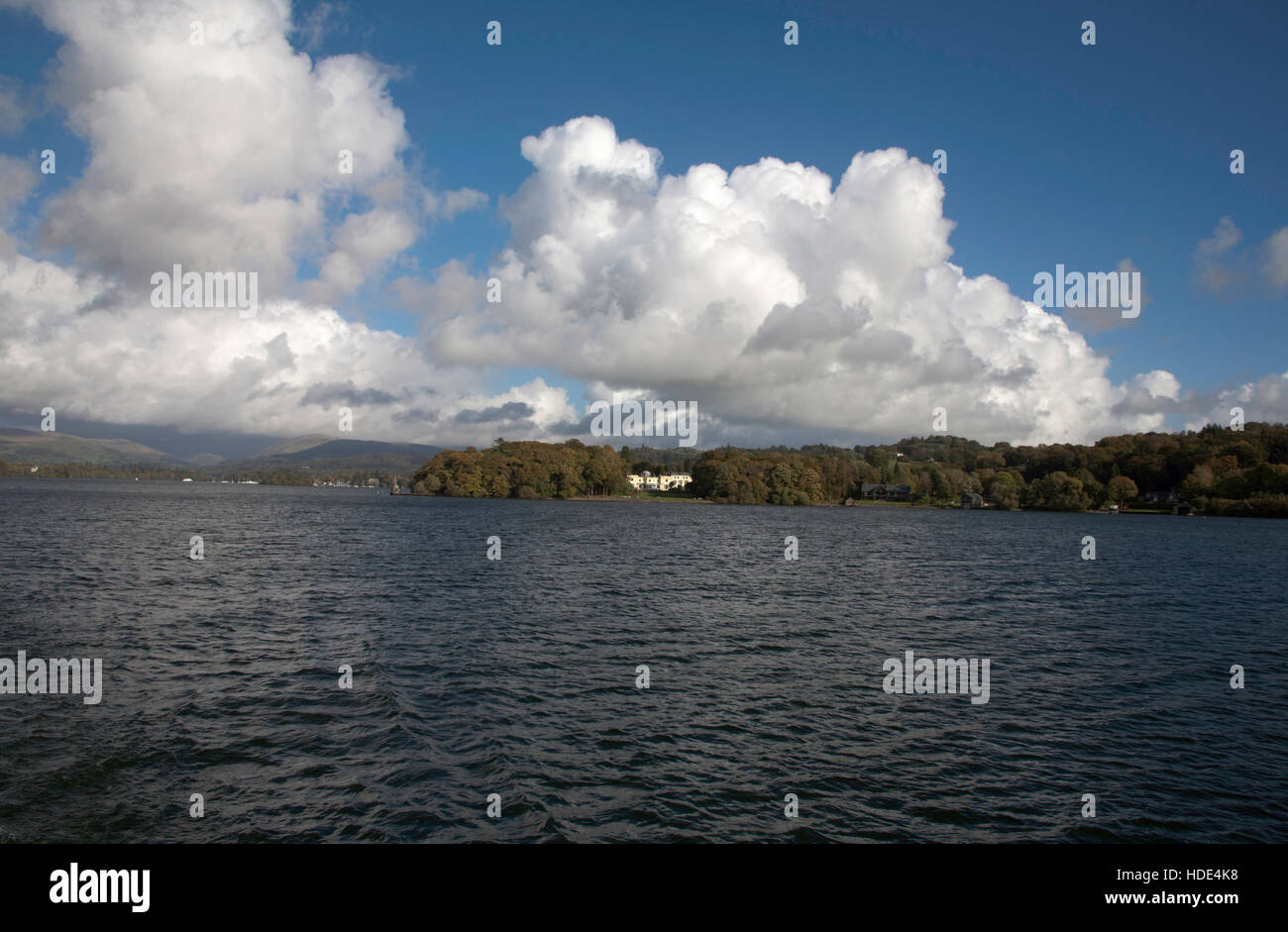 Storrs Hall Hotel on the eastern shore of Windermere Autumn day Lake ...
