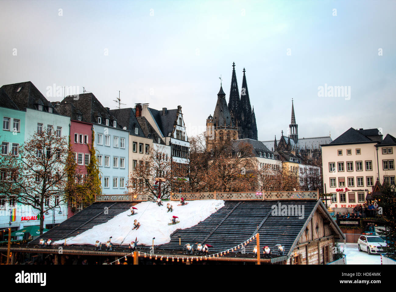 COLOGNE, GERMANY - DECEMBER 2016: The Christmas market in Cologne is ...