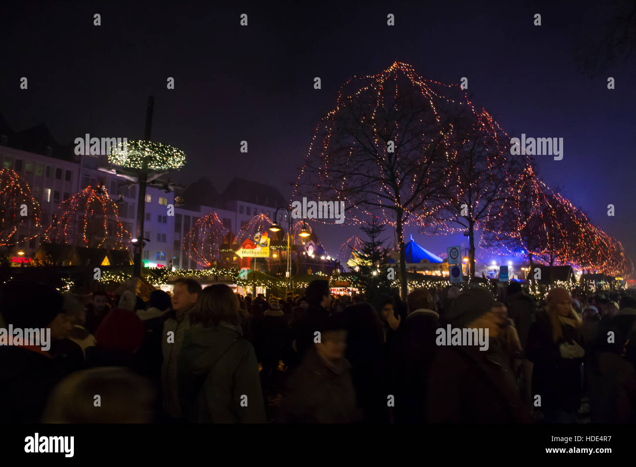 COLOGNE, GERMANY - DECEMBER 2016: The Christmas market in Cologne is ...