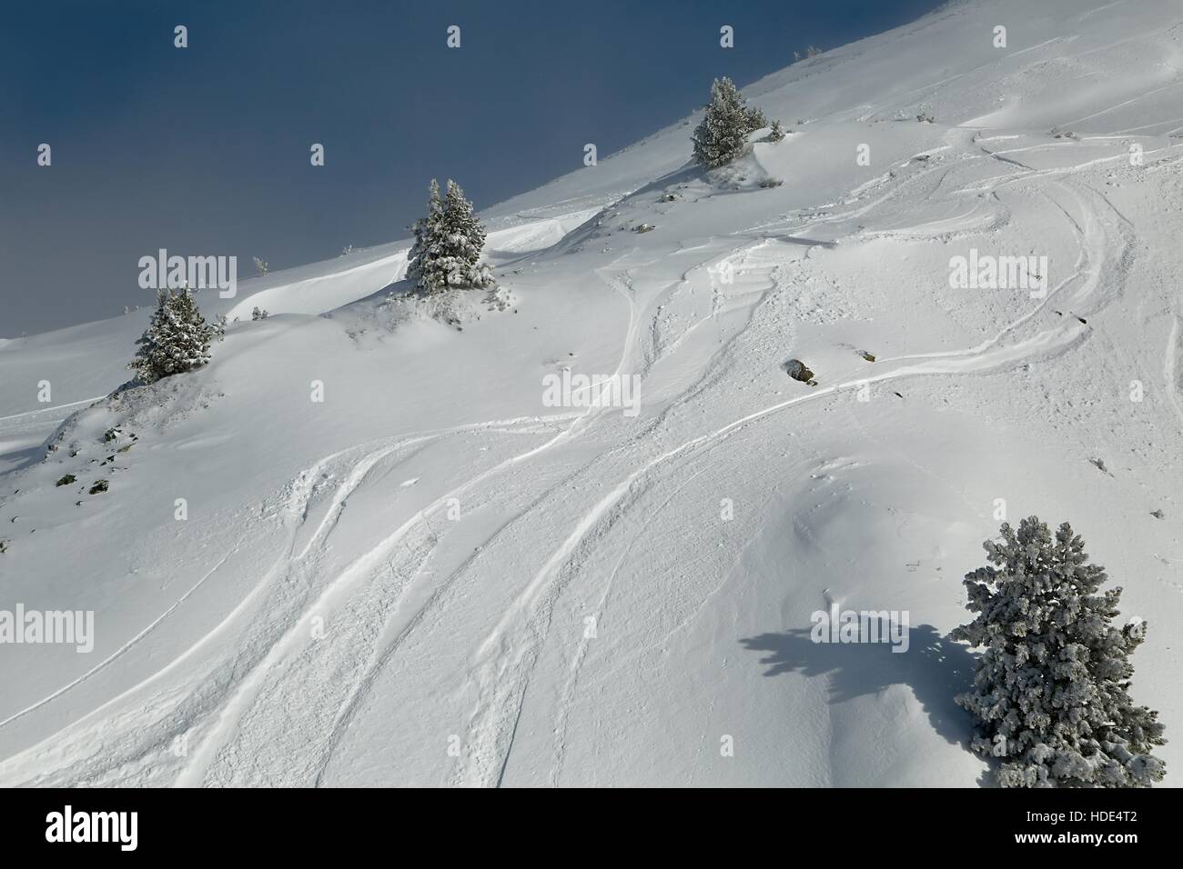 Skiing slopes, majestic Alpine landscape Stock Photo - Alamy