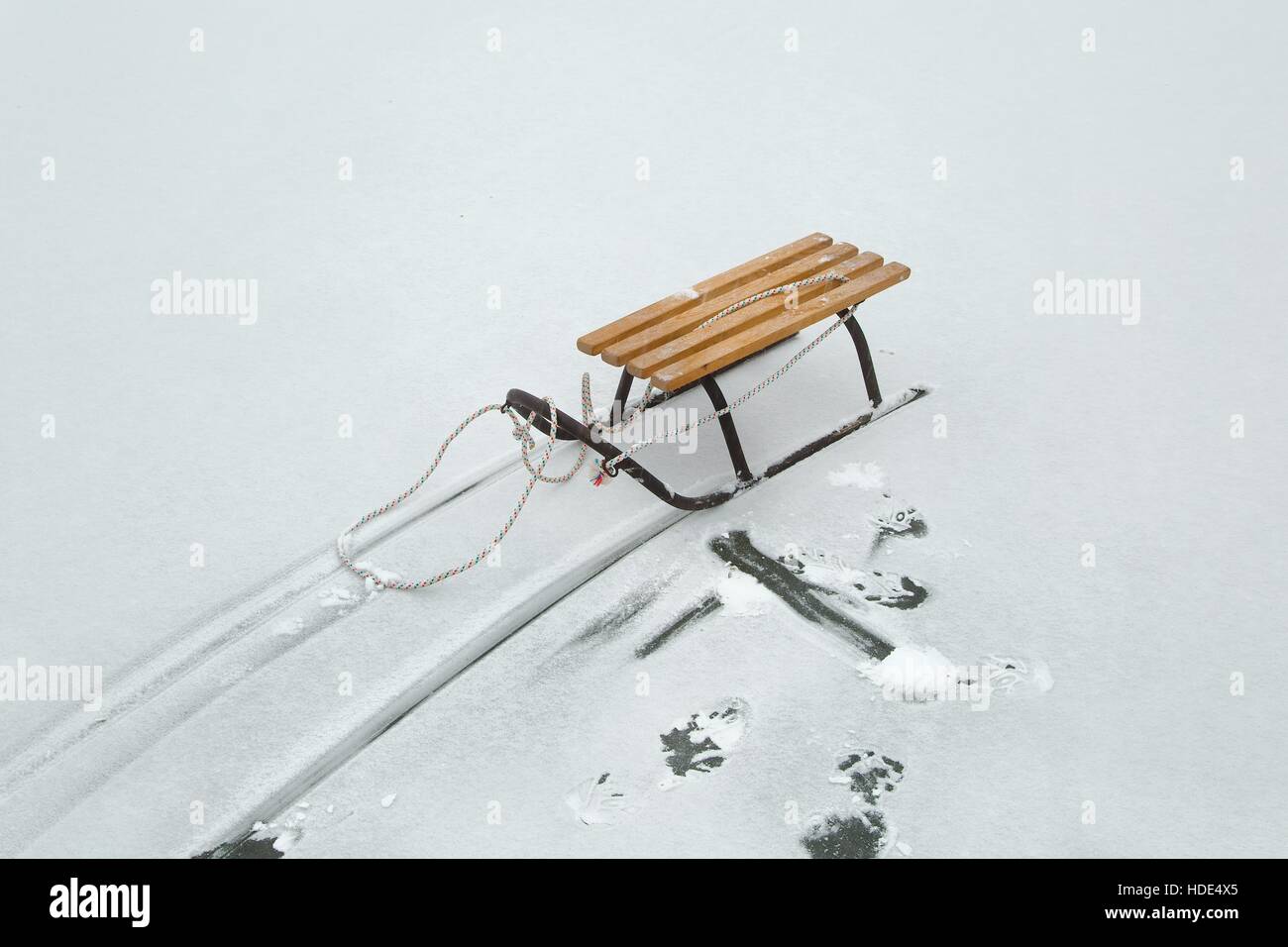 Sledge on a frozen lake Stock Photo - Alamy
