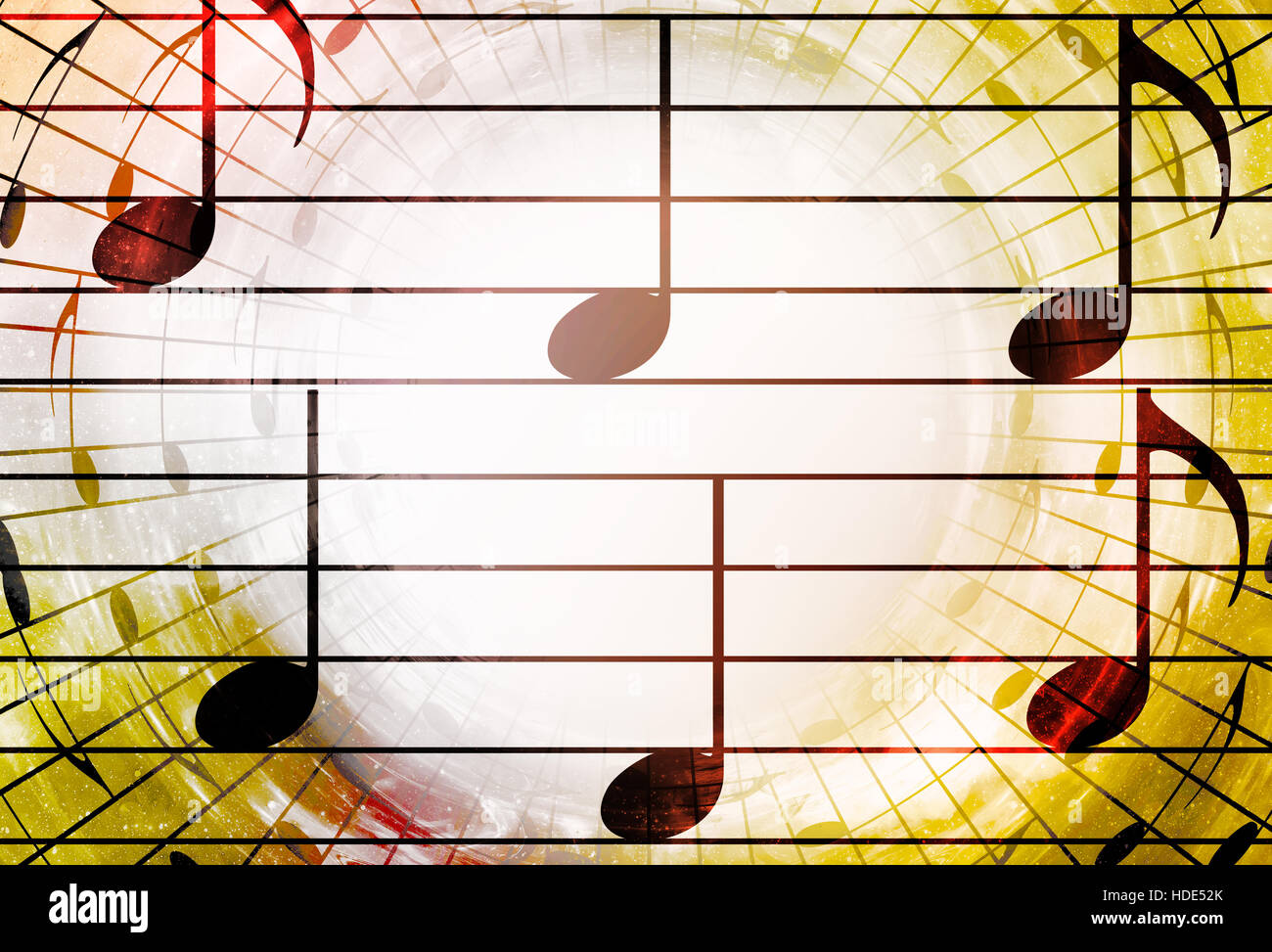 music notes in sun light and color background. Music concept Stock ...