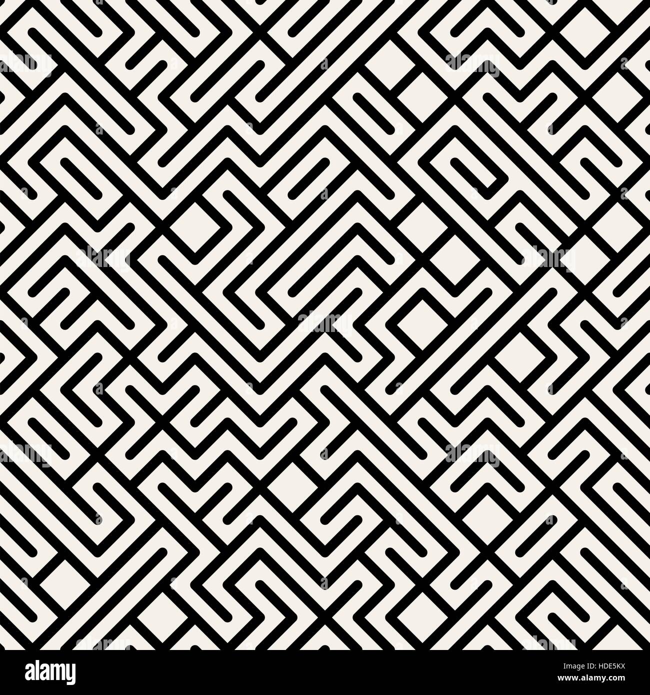 Vector Black and White Maze Geometric Seamless Pattern Stock Vector ...