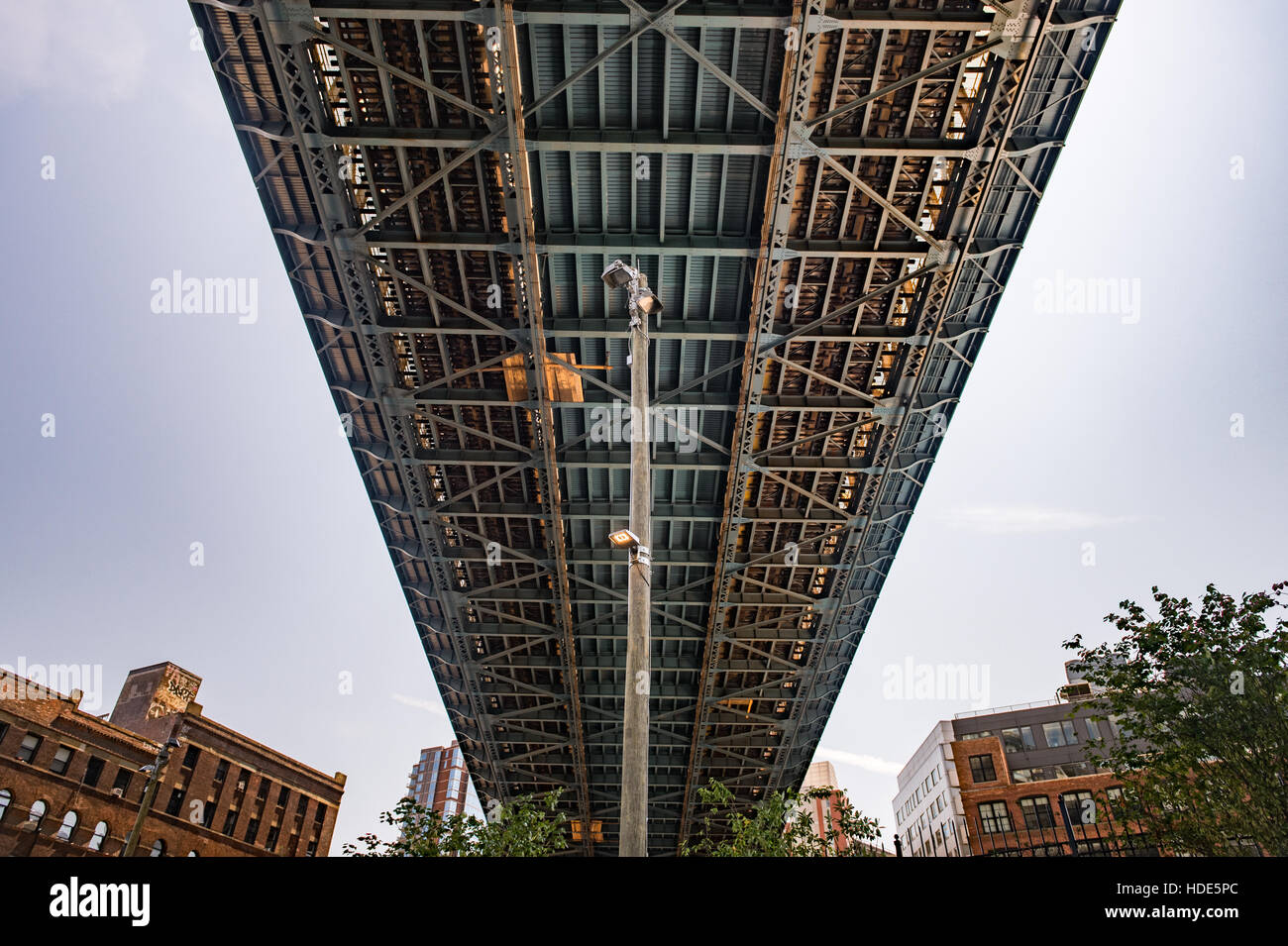 View under the Manhattan Bridge in New York City Stock Photo - Alamy