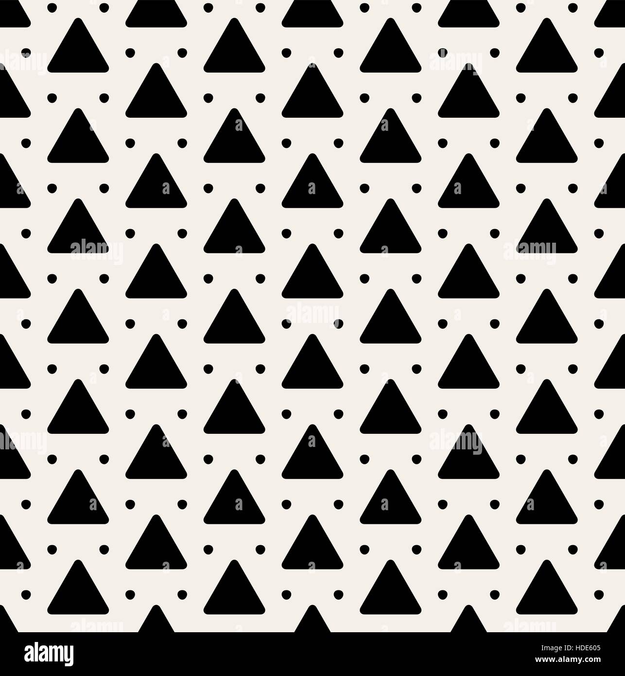 Vector Seamless Black And White Rounded Triangle Dots Pattern Stock ...