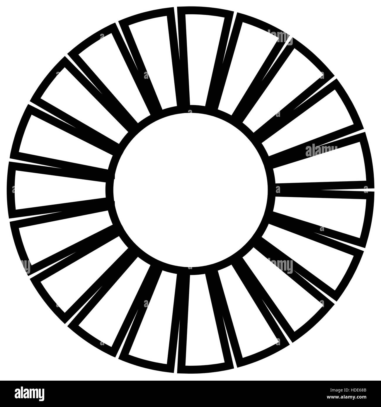 Geometric circle element made of radiating rectangles. Abstract circle ...
