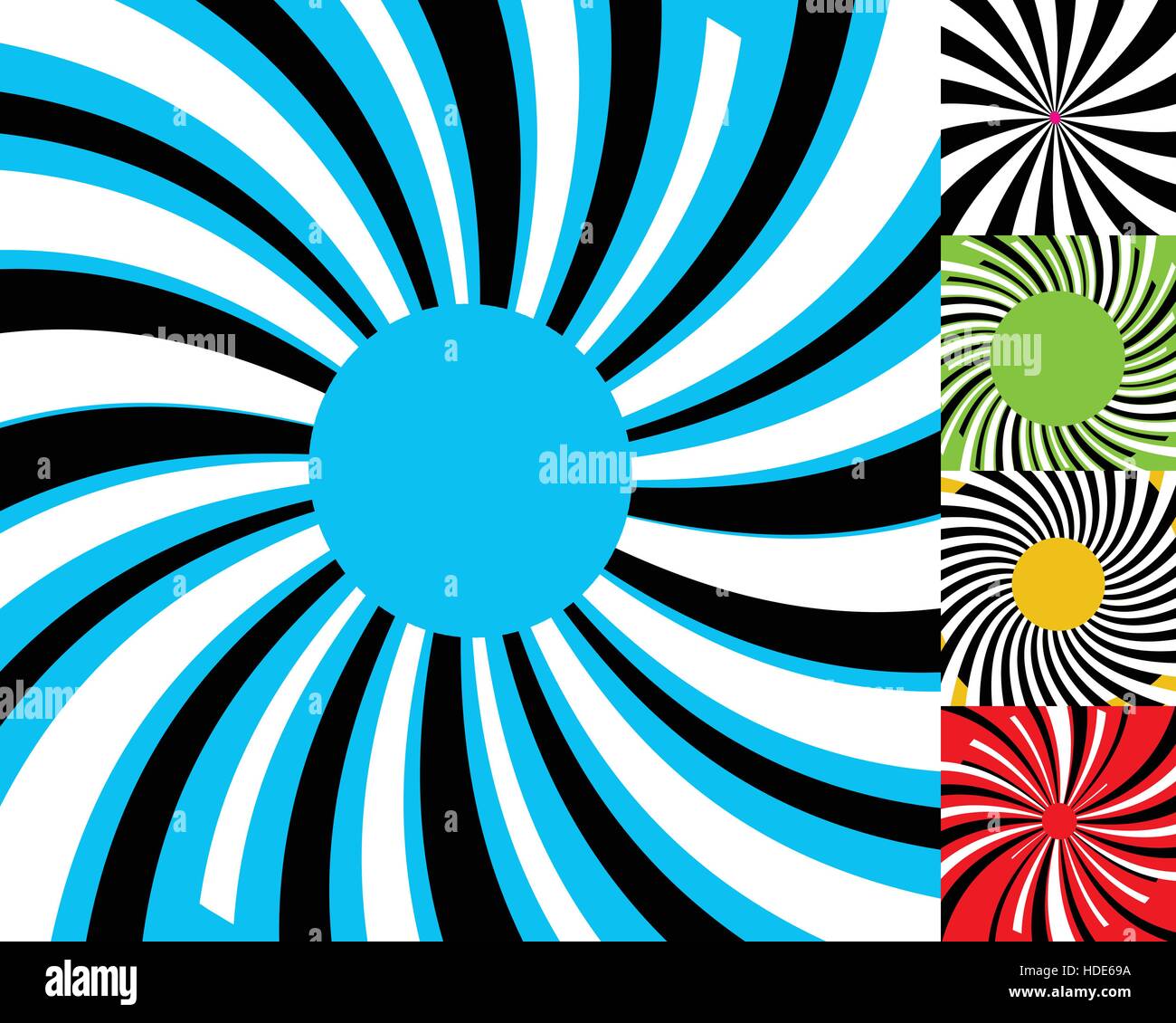 Set of 4 radial lines background. Concentric stripes pattern. Circular ...