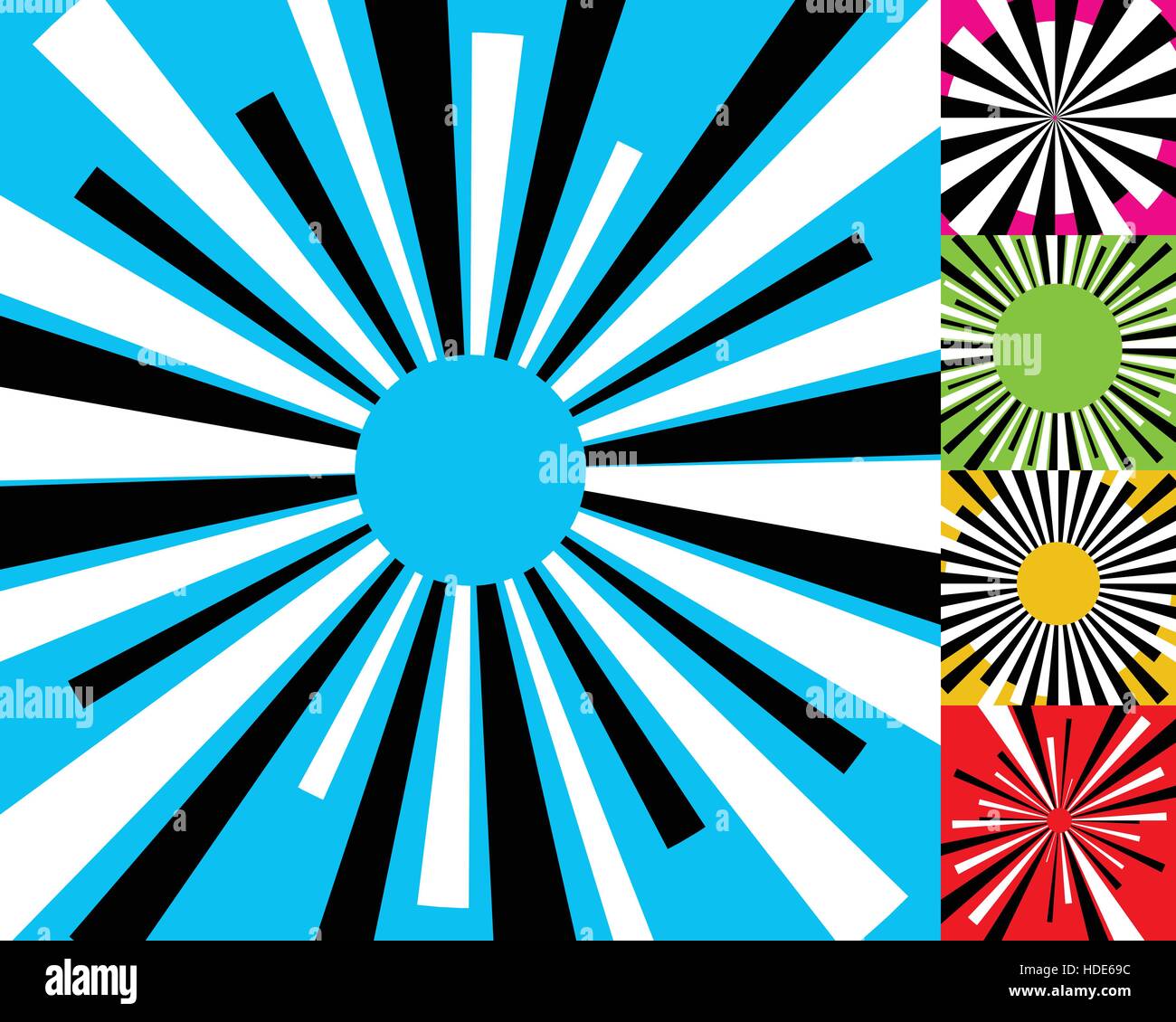 Set of 4 radial lines background. Concentric stripes pattern. Circular ...