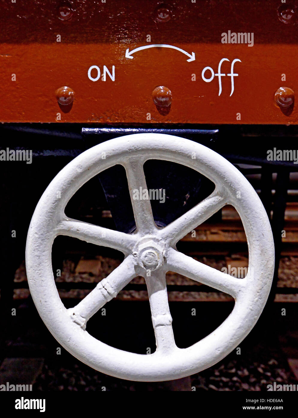 Shildon Railway Museum wagon carriage hand brake Stock Photo - Alamy