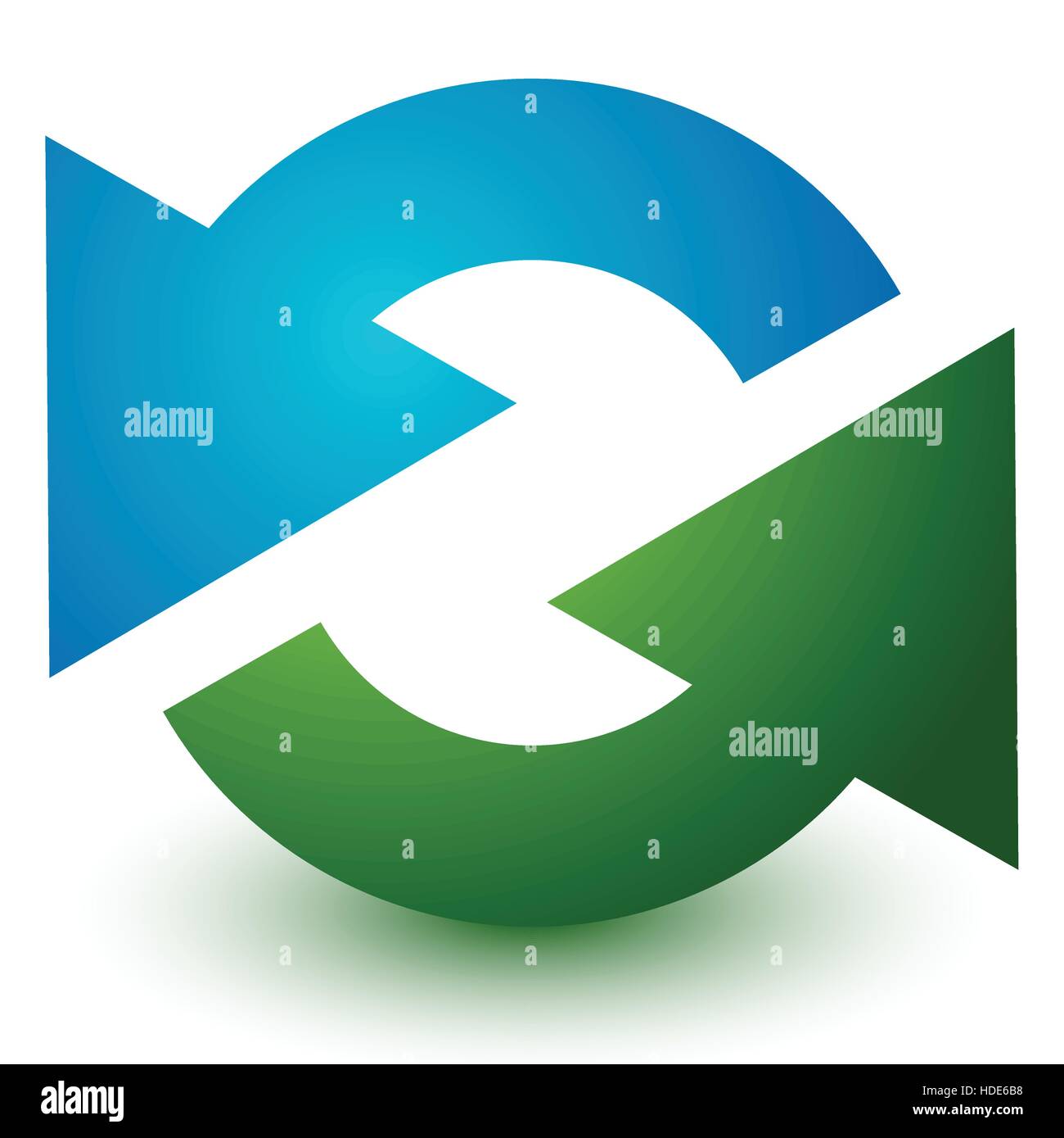 Pair of arrows in circle. Circular arrows. Recycling, loop or cycle icon, symbol in green and ...