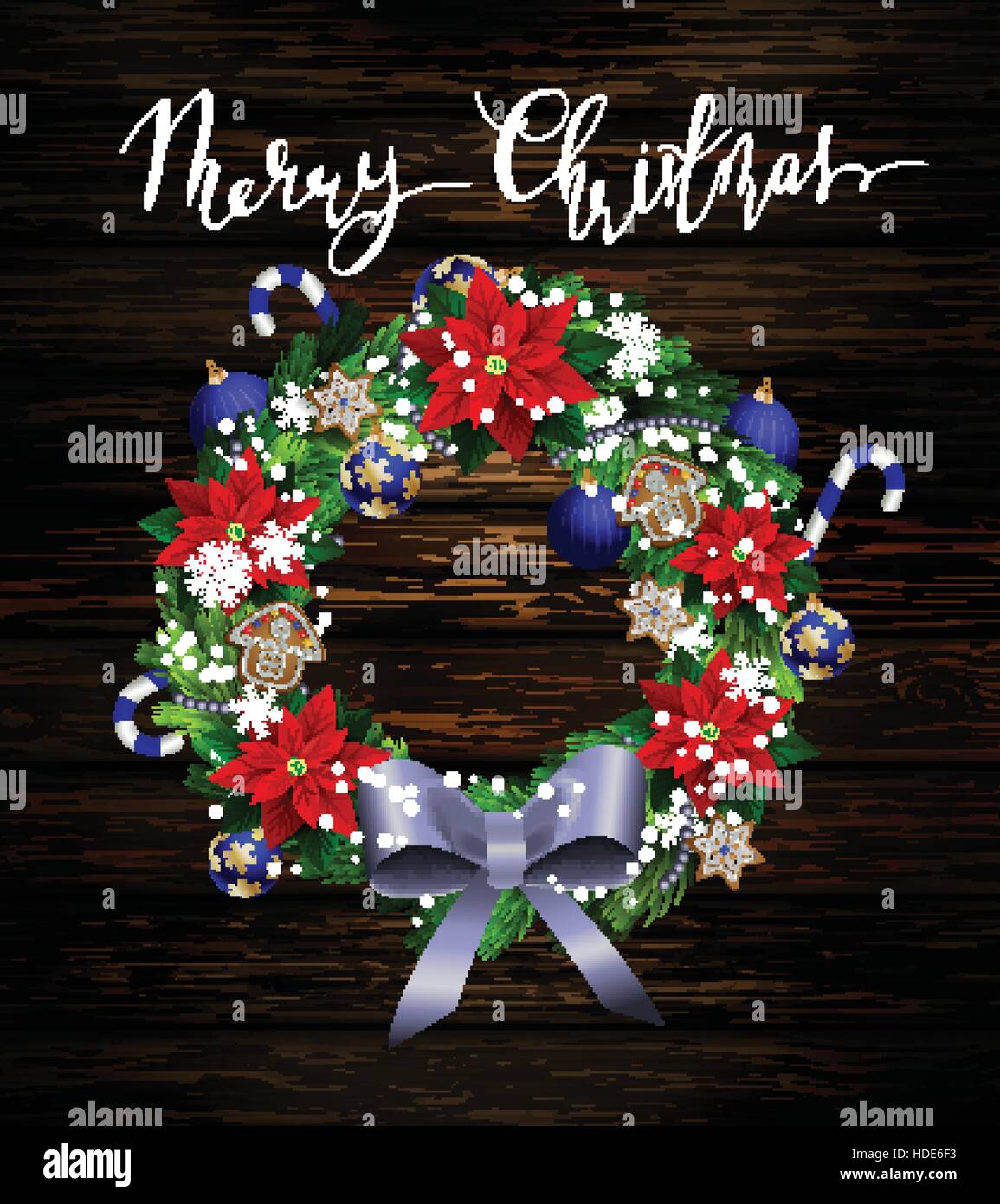 Christmas wreath branches golden Stock Vector Images - Alamy