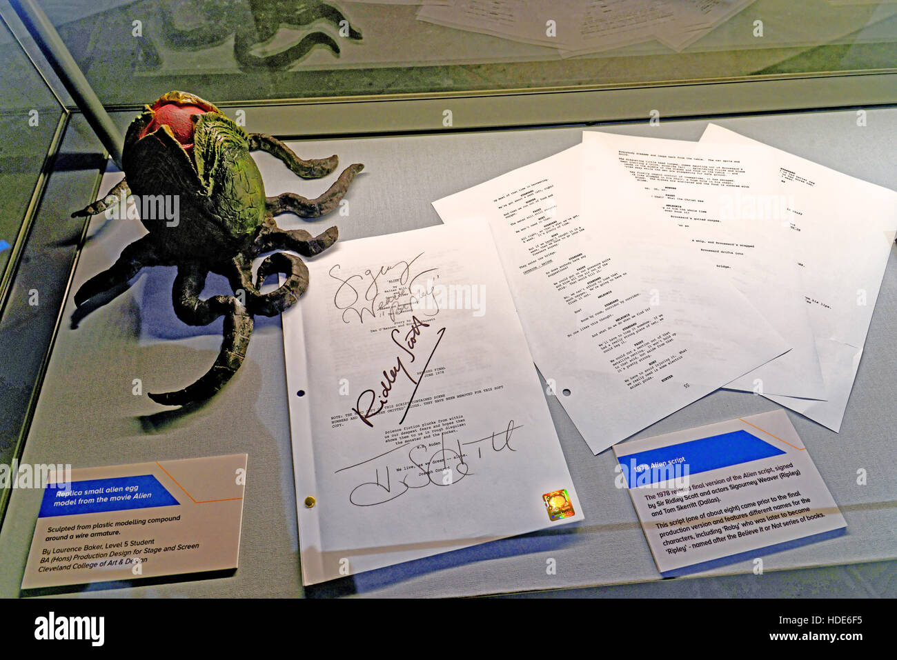 Alien model egg and Ridley Scott signed Alien script Stock Photo - Alamy