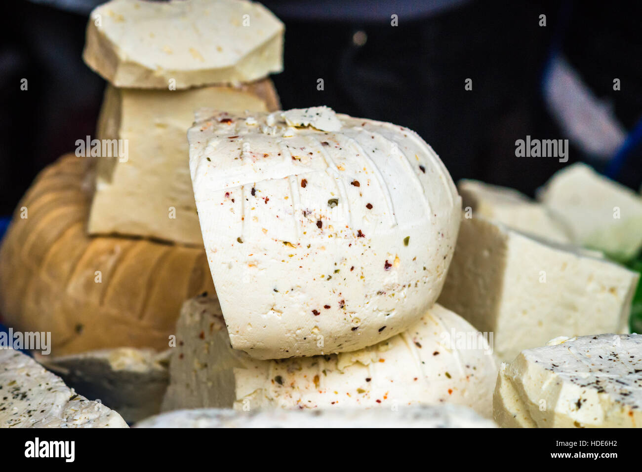 pieces of cheese with spices Stock Photo - Alamy