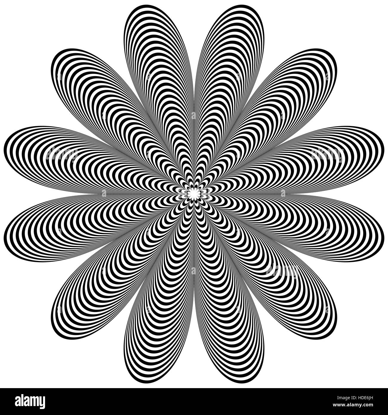 Abstract geometric element. Rotating shape of radial lines with ...
