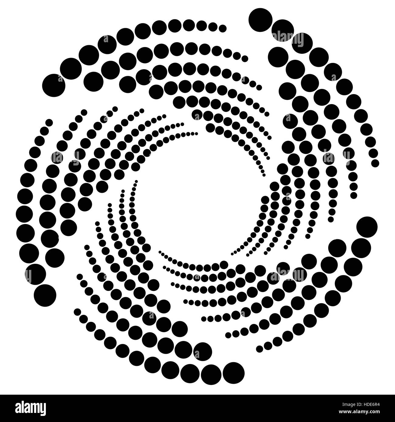 Circle halftone element, circular half-tone pattern. Spiral, vortex ...