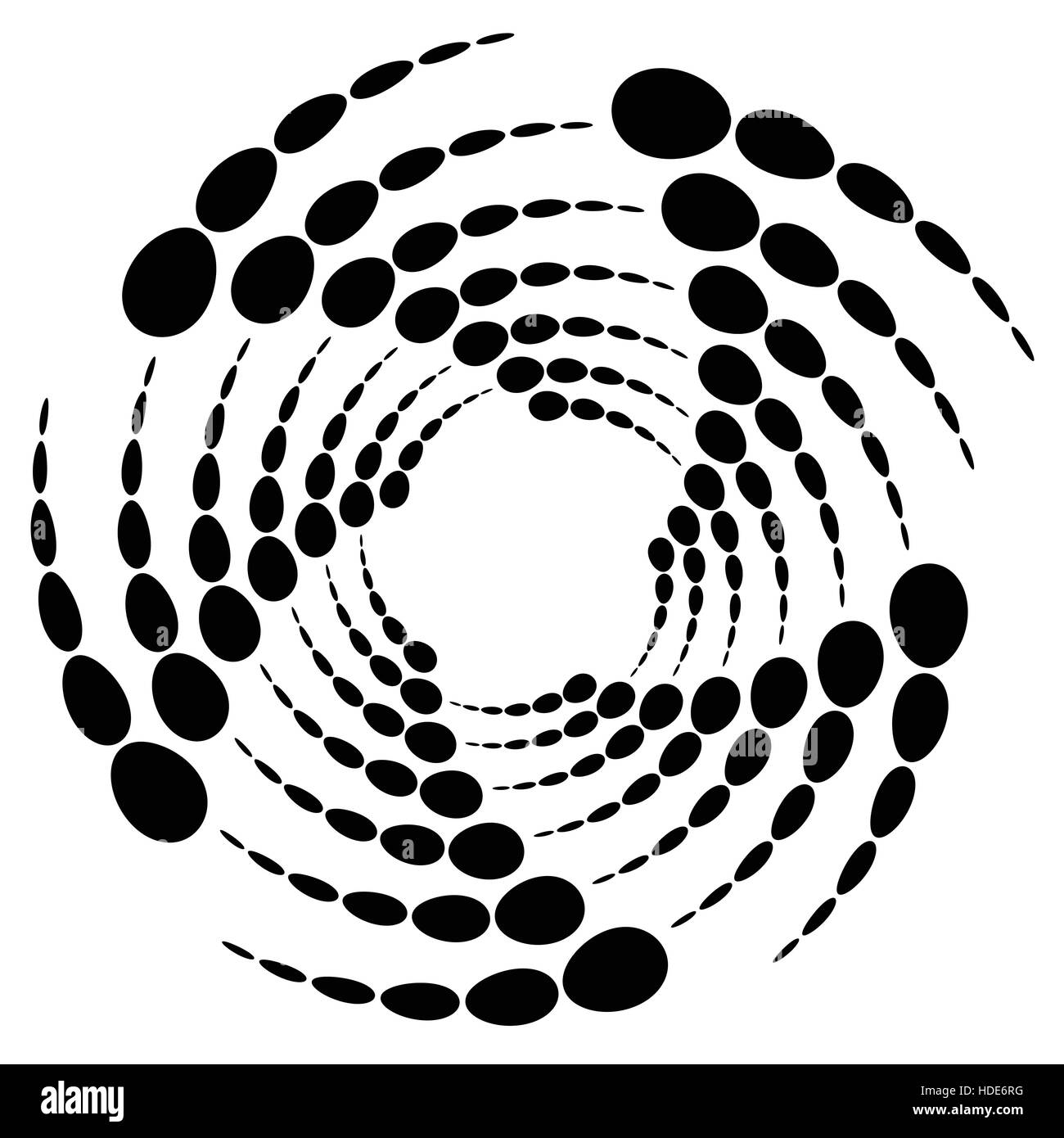 Circle halftone element, circular half-tone pattern. Spiral, vortex ...