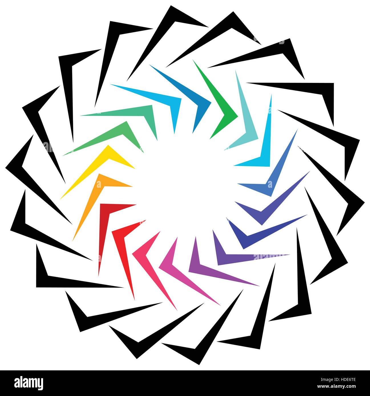 Geometric shape as logo or generic design element. Circular edgy spiral ...