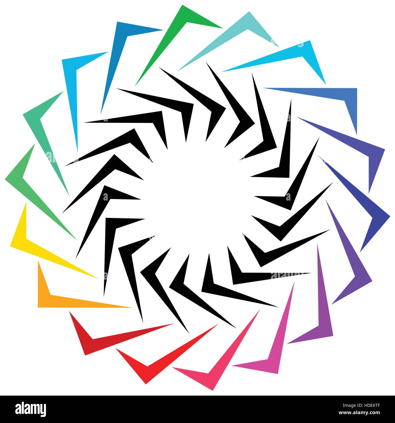 Geometric shape as logo or generic design element. Circular edgy spiral ...