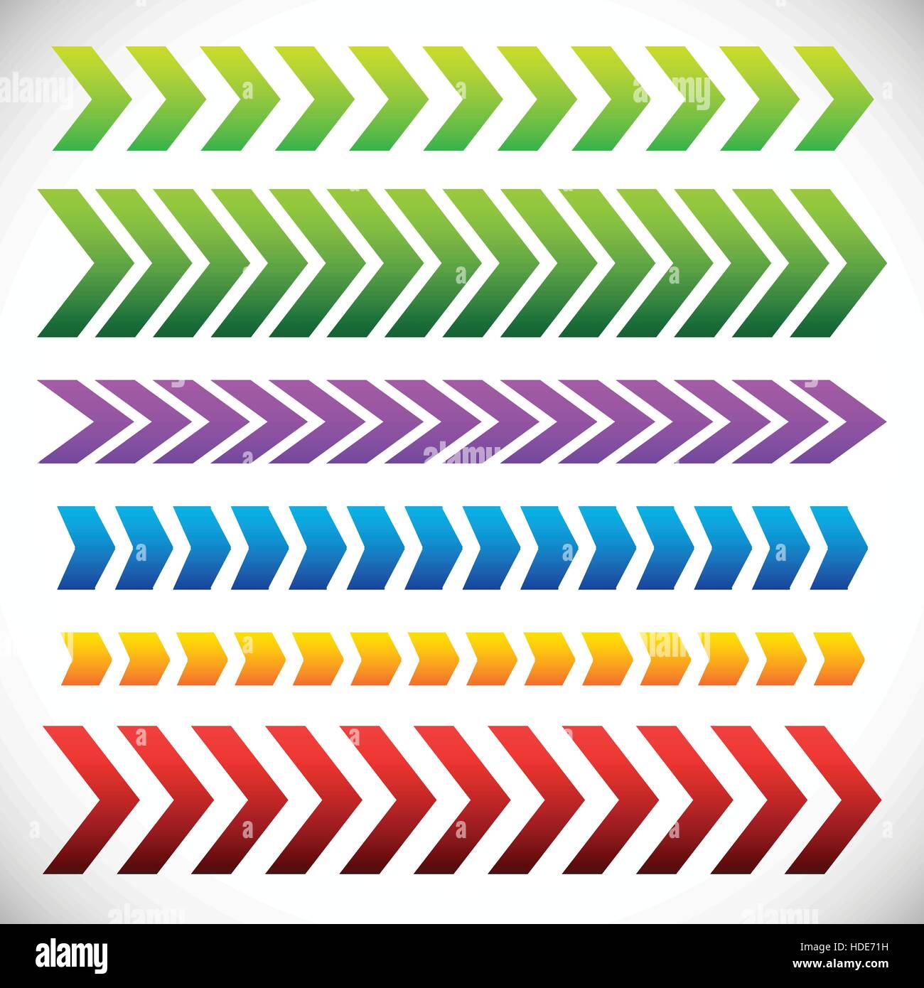 Set of arrowhead, arrow elements. 6 different colorful arrow shape ...