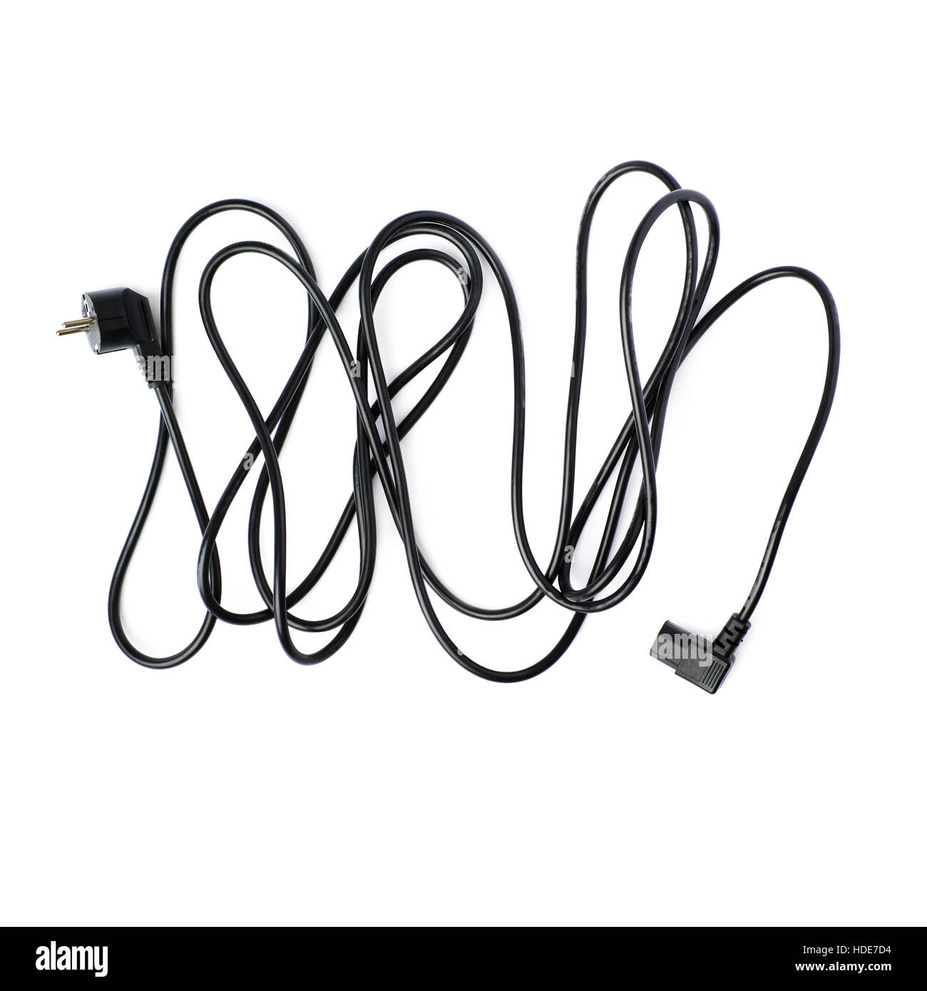 Black electric computer cable isolated over white background Stock ...