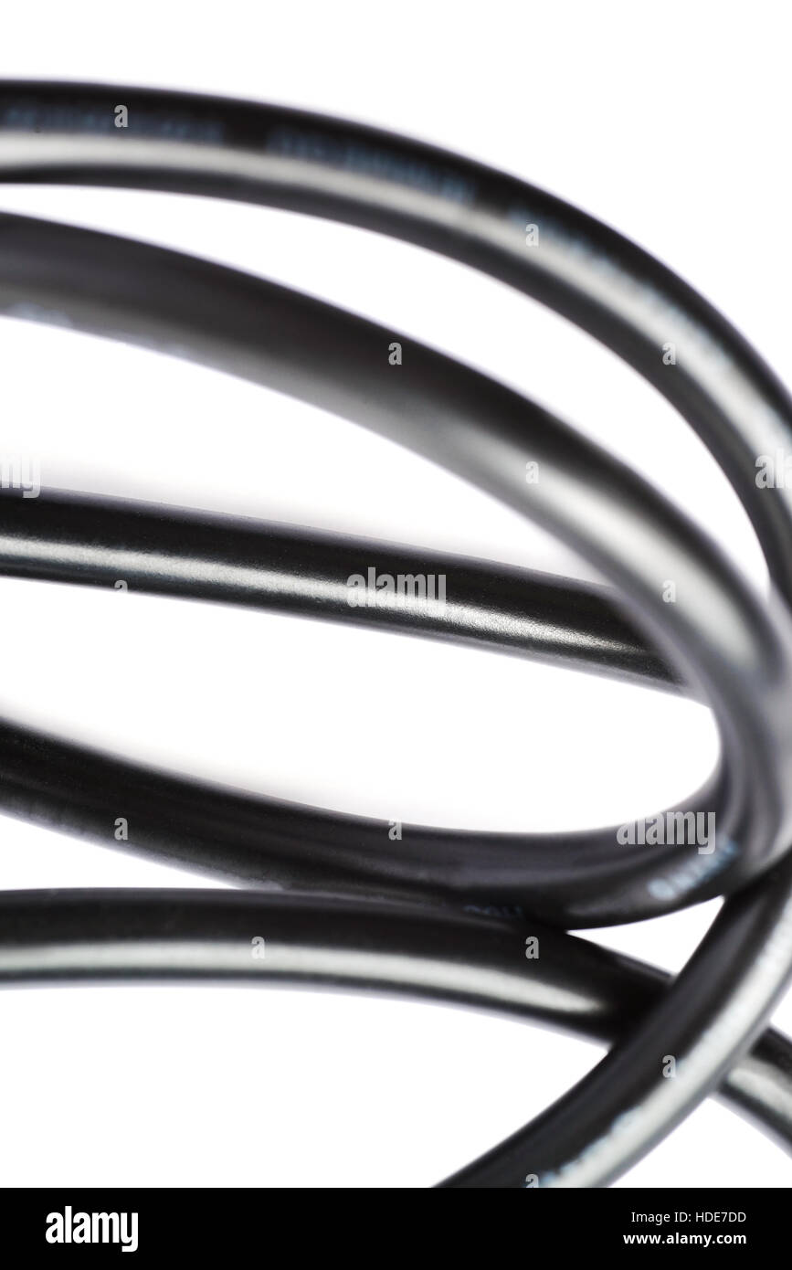 Black electric computer cable isolated over white background Stock ...