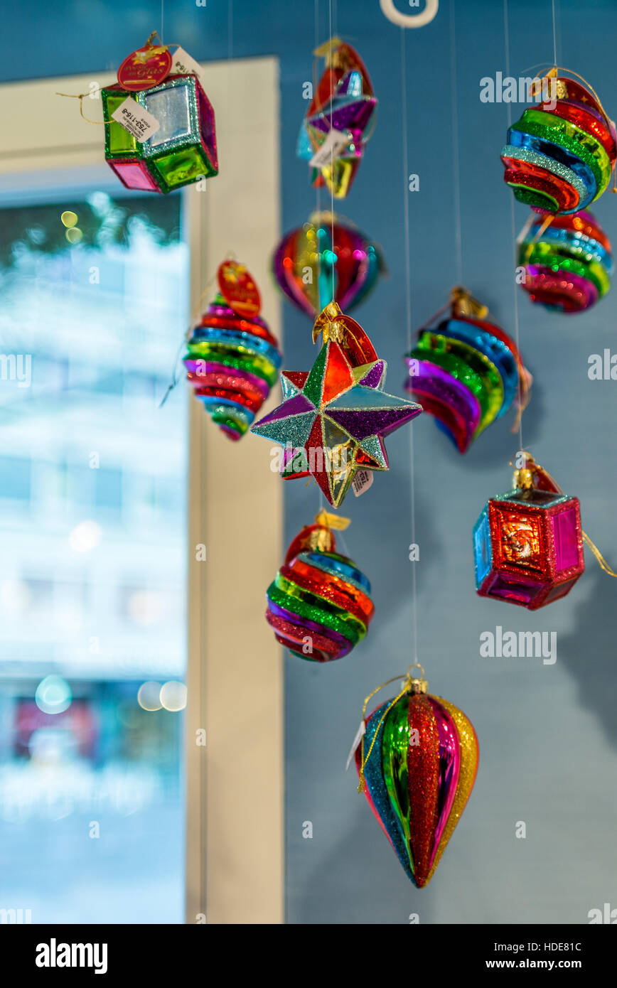 Hand-made glass decorations in a typical Christmas market in ...
