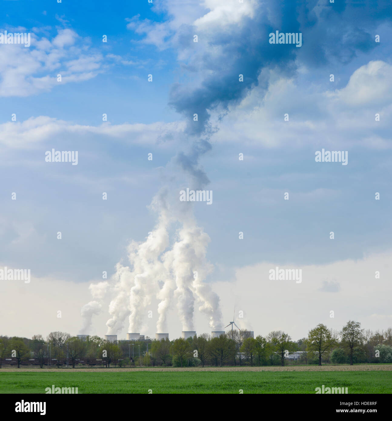 Nuclear Power plant with green grass and blue sky Stock Photo - Alamy