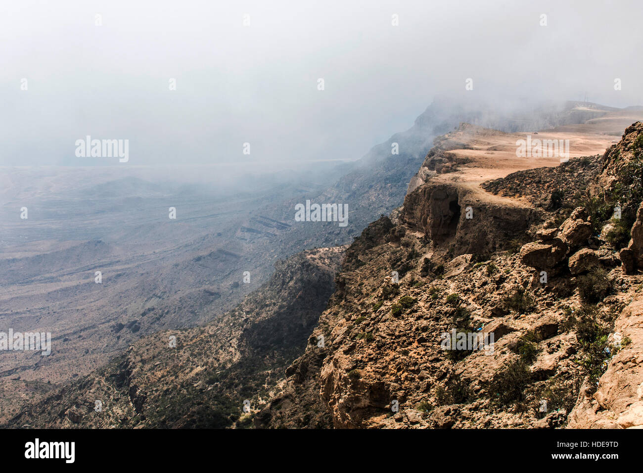 Highest point Jabal Samhan mountain viewpoint in Dhofar mountains Oman ...