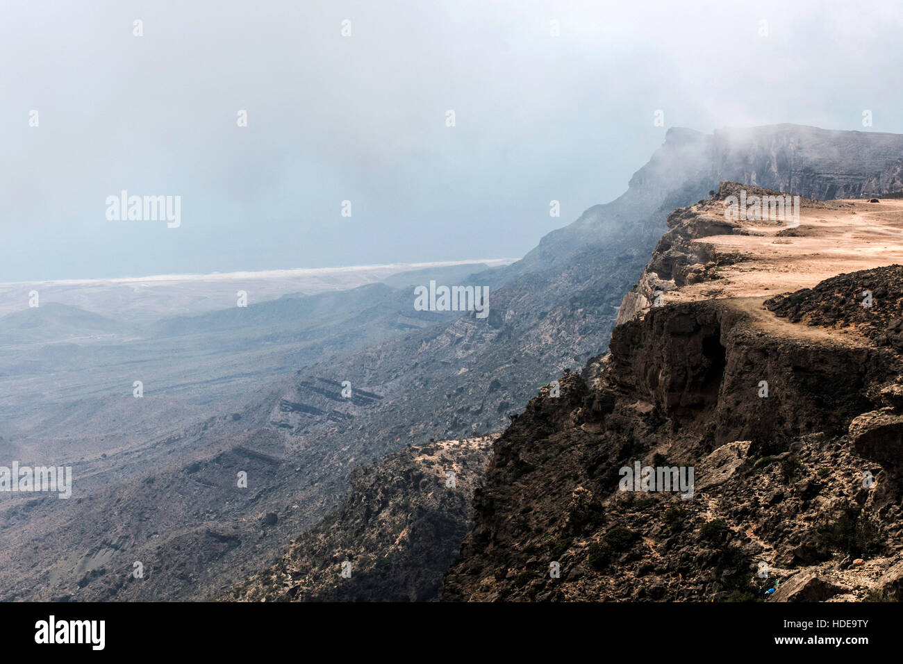 Highest point Jabal Samhan mountain viewpoint in Dhofar mountains Oman ...