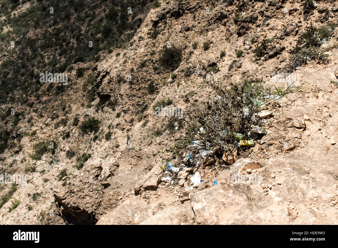 Highest point Jabal Samhan mountain pastic pollution at viewpoint ...