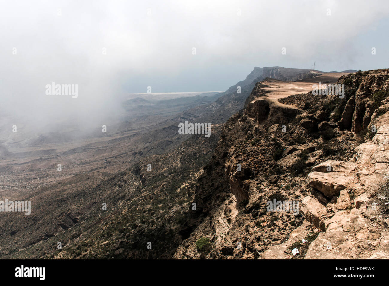 Highest point Jabal Samhan mountain viewpoint in Dhofar mountains Oman ...