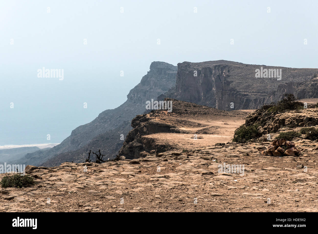 Highest point Jabal Samhan mountain viewpoint in Dhofar mountains Oman ...