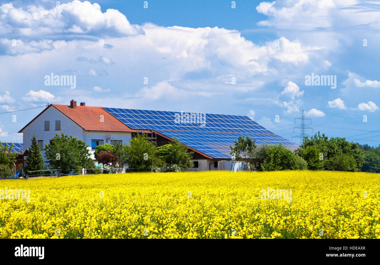 Solar cells on a farm building Stock Photo - Alamy