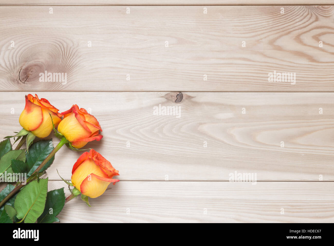 Bouquet three roses on table hi-res stock photography and images - Alamy