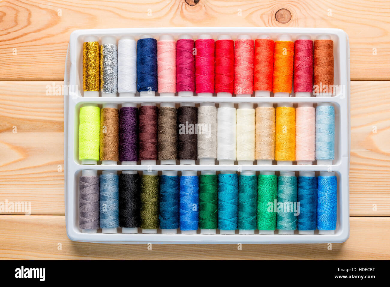 a set of silk thread in a box top view Stock Photo - Alamy