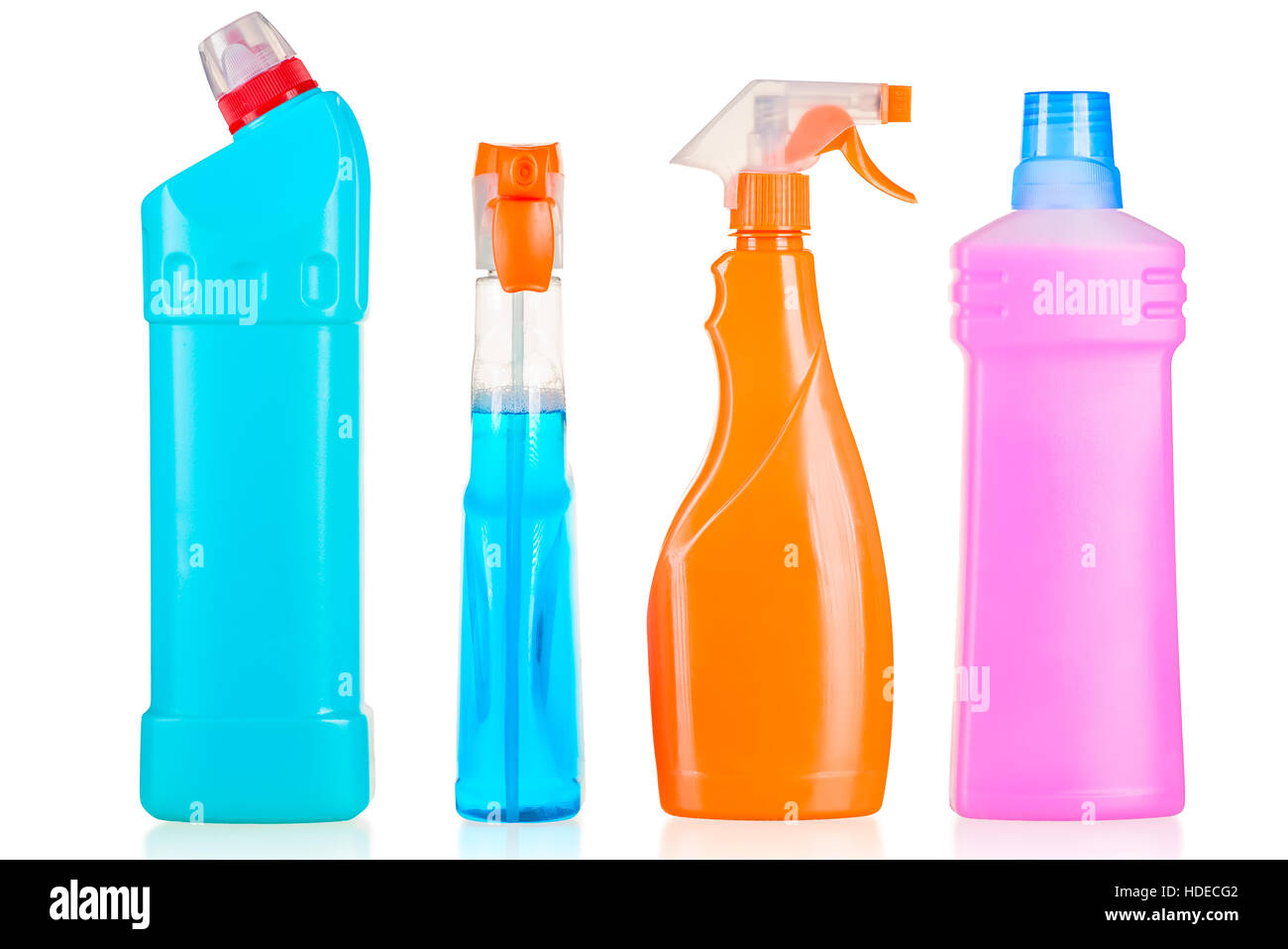set of cleaning products for home cleaning isolated on white background ...