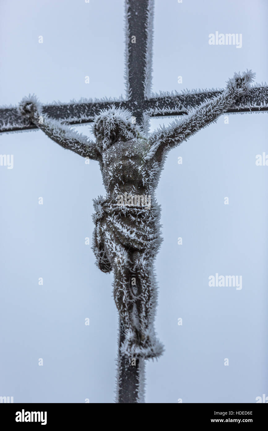 Jesus Christ, freeze, frozen, cold, winter, Jesus on the cross ...