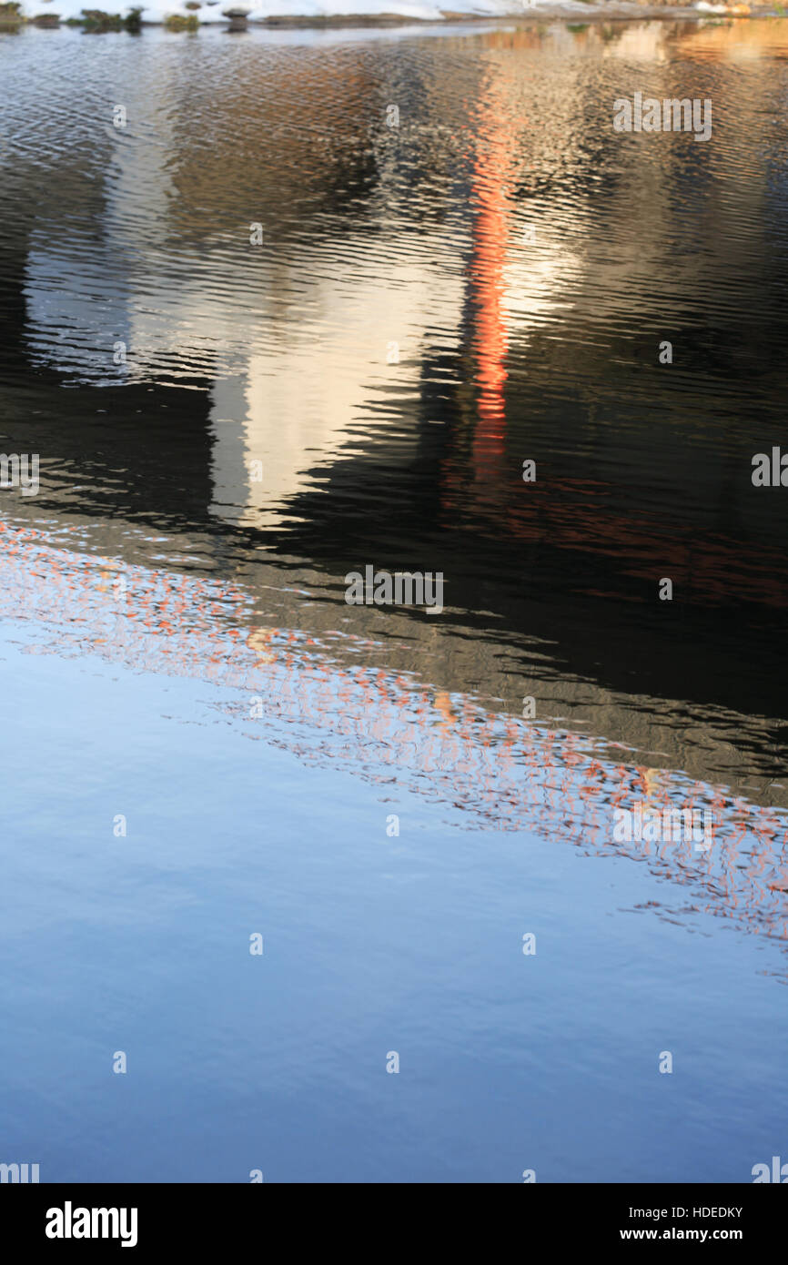 Abstract water surface of river with construction reflection Stock ...