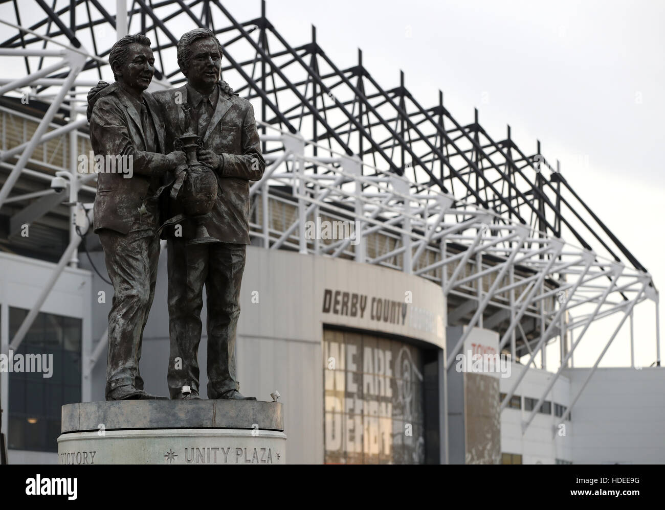 A general view of the Brian Clough and Peter Taylor statue outside the ...